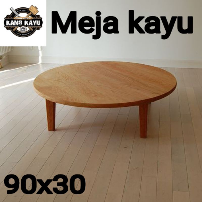 Jual Meja bulat meja tamu minimalis top table meja makan kayu lesehan ...