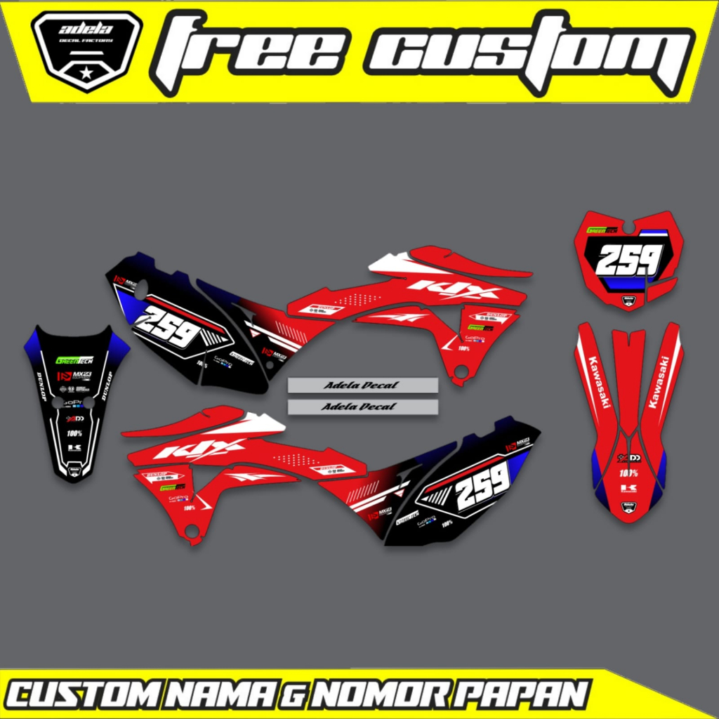 Jual Decal Klx Gordon Full Body Merah Bisa Custom Nama Dan Nomor ...
