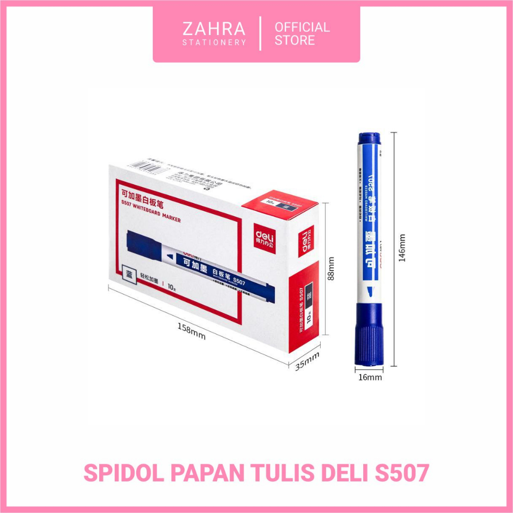 Jual Spidol Deli Papan Tulis Dry Erase Marker S507 - Hitam, Merah, Biru ...