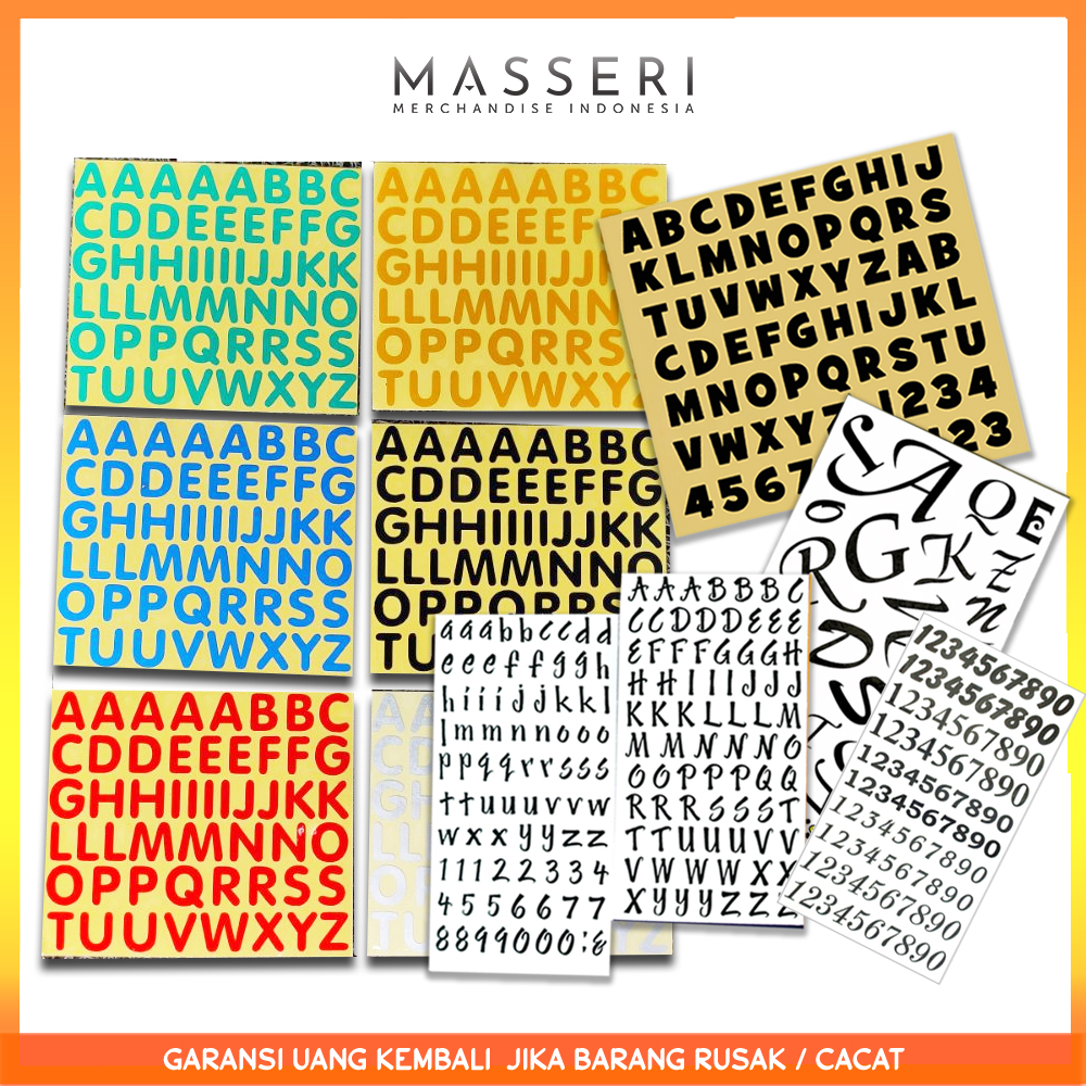 Jual Masseri - Sticker Cutting Abjad Alfabet Untuk Dekorasi Balon PVC ...