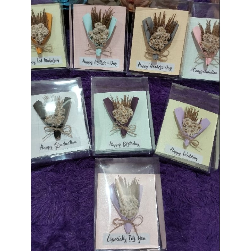 Jual Kartu Ucapan Buket Bunga Kering/Greeting card Dry Flower | Shopee ...