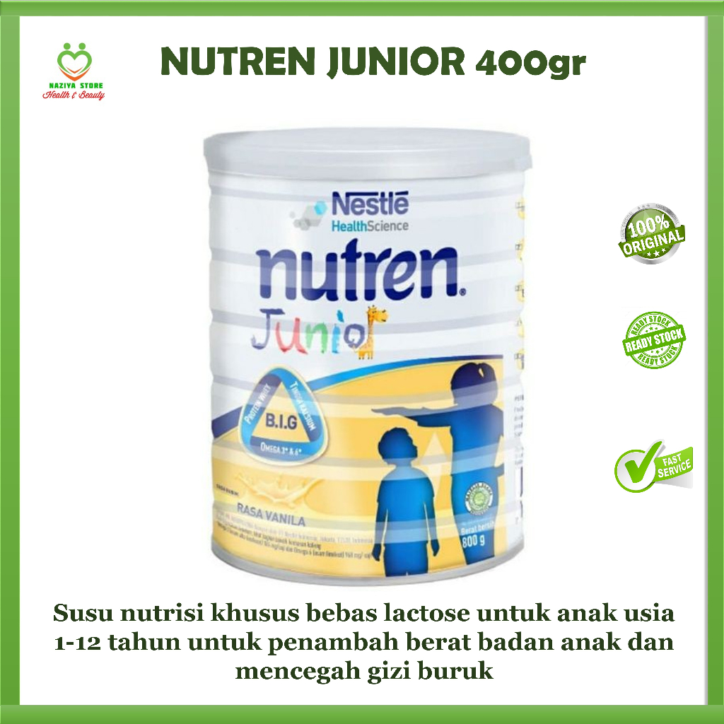 Jual NUTREN JUNIOR VANILA 1-10 TAHUN 400 GR - Susu Bubuk Penambah Berat ...