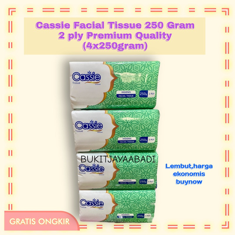 Jual Tisu Tissue Cassie Facial Tissue 250 Gram 2 ply Premium Quality ...