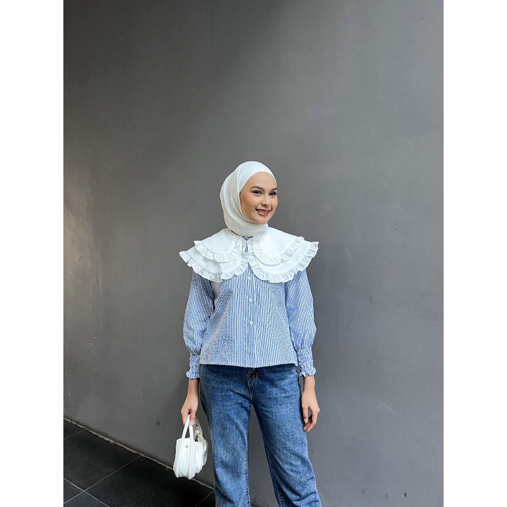 Jual SHOPATALEEN - Dalmi Top Big Collar Korean | Shopee Indonesia