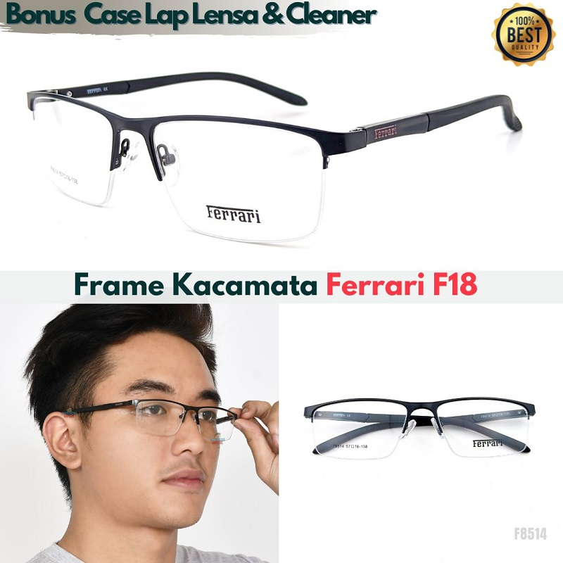 Jual Premium Frame Kacamata Pria Sporty Titanium Half Frem Setengah ...