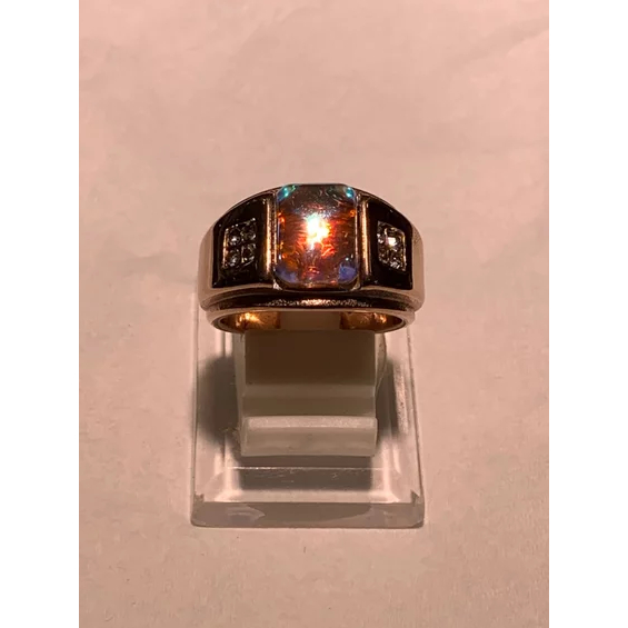 Jual Kalimaya pelangi kotak Style kantoran ,Ring titanium lapis emas ...