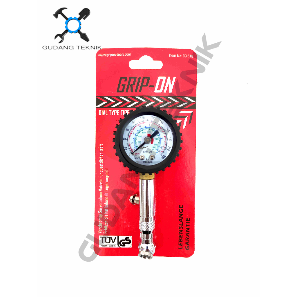 Jual Dial Tire Gauge 30-518 GRIP ON SDG-18 / Alat Ukur Tekanan Angin ...