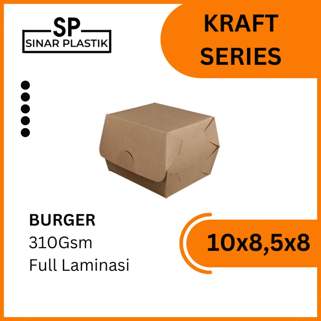 Jual Dus Kraft Burger 10X8,5X8 Full Laminasi / Box Burger Coklat SN. [Min Order 5Pcs] | Shopee ...