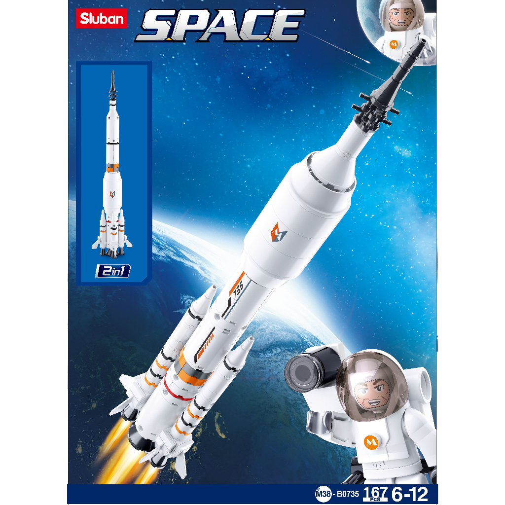 Jual Sluban - Mainan Balok Susun Model Space Saturn Rocket M38-B0735 ...