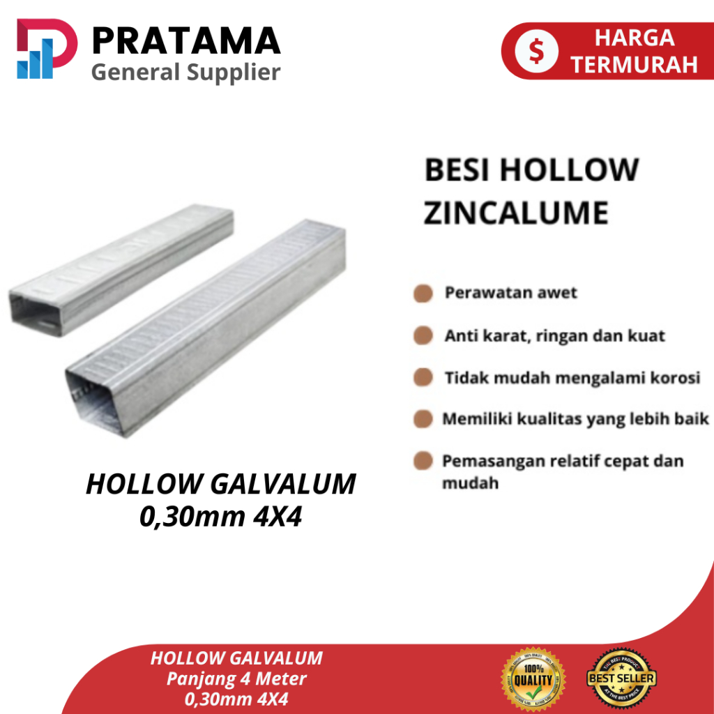 Jual Hollow Galvalum 4x4 ketebalan 0.30mm Hollow Galvanis Rangka Plafon | surabaya | Shopee ...