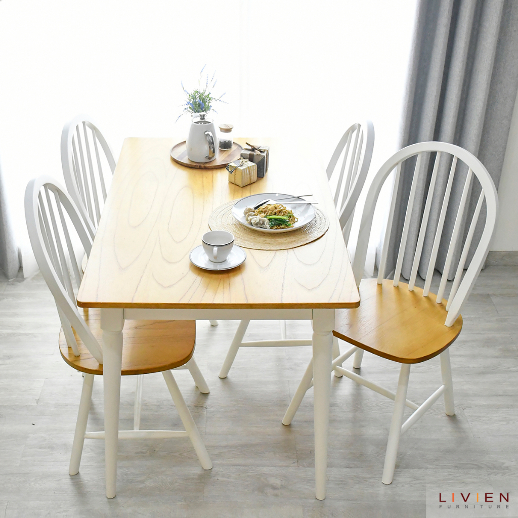 Jual [LIVIEN] "Dining Table" Meja Makan 4 kursi Minimalis Kayu Dining Table 120 | Shopee Indonesia