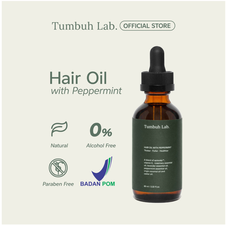 Jual Tumbuh Lab - Hair Oil with Peppermint 60ml | Shopee Indonesia