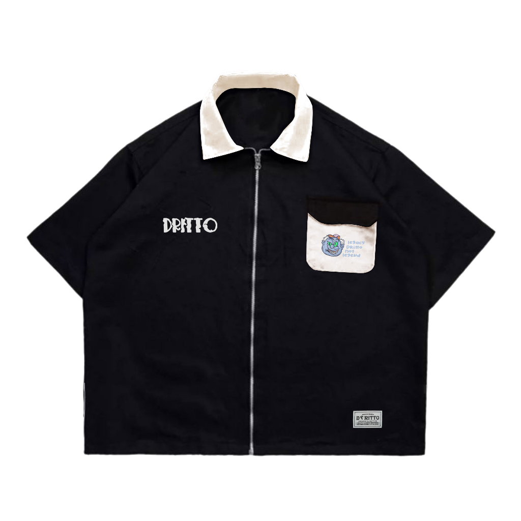 Jual DRITTORONZIO Workshirt "Gergo KP" - Work Shirt Zipper - Black ...