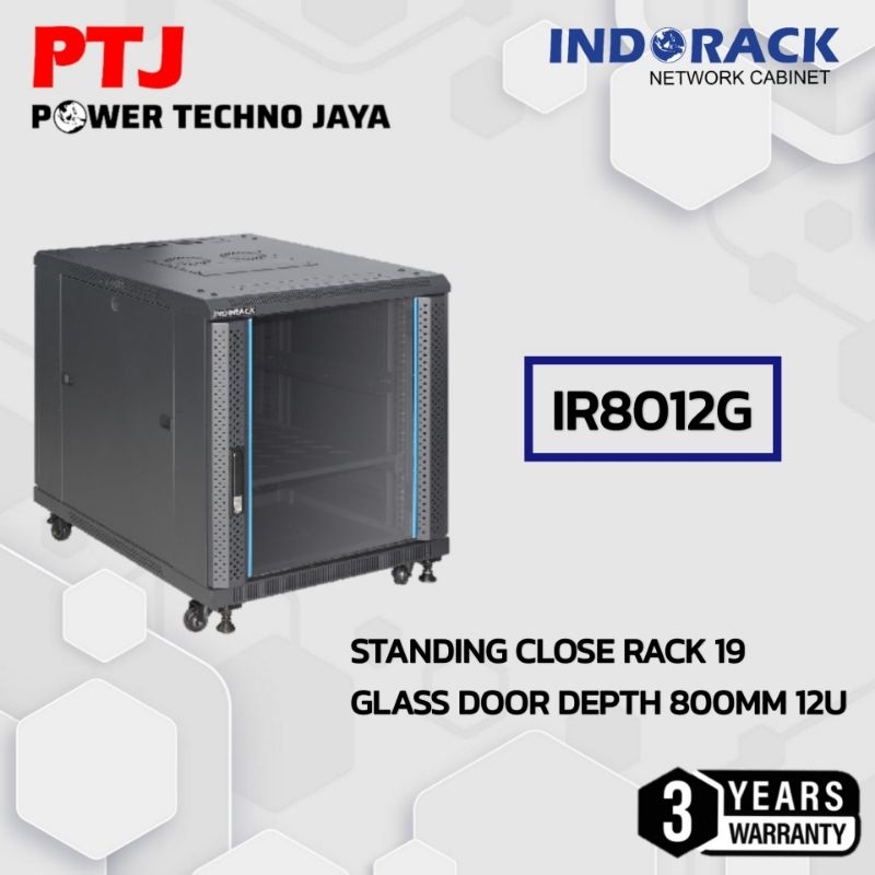 Jual IR8012G Rak Server INDORACK IR8012G Standing Close Rack Glass Door ...