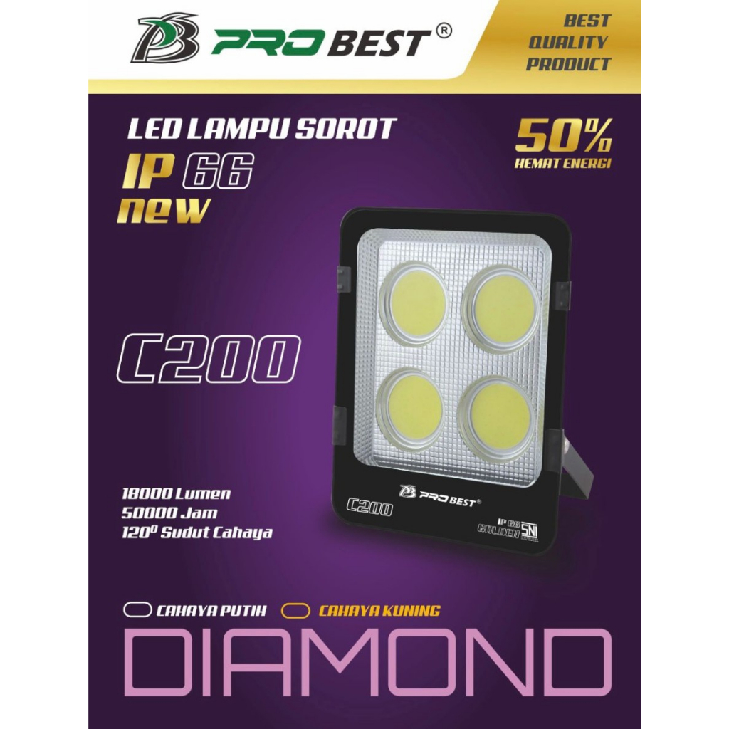 Jual Barangunik2021 -Lampu Sorot LED AC 200 Watt IP66 Probest C200 Diamond Golden /Lampu sorot ...