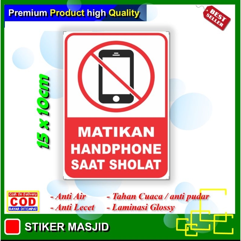 Jual Stiker matikan handphone saat sholat sticker dilarang berisik di ...