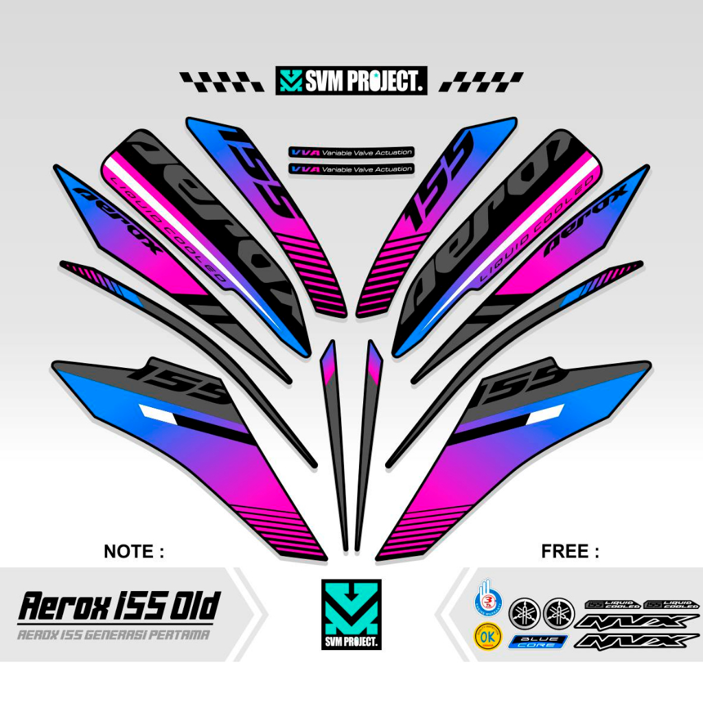 Jual STRIPING AEROX LAMA 155 MOTIF 38 / STIKER AEROX OLD 155 VVA ...