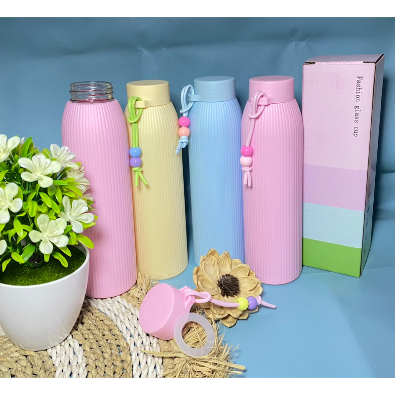 Jual BOTOL MINUM KACA MACARON + BOX | Shopee Indonesia