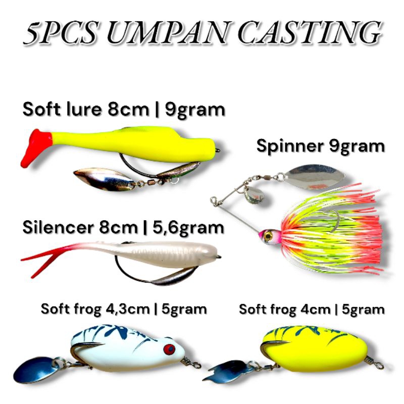 Jual 5PCS UMPAN CASTING GABUS DAN TOMAN | Shopee Indonesia
