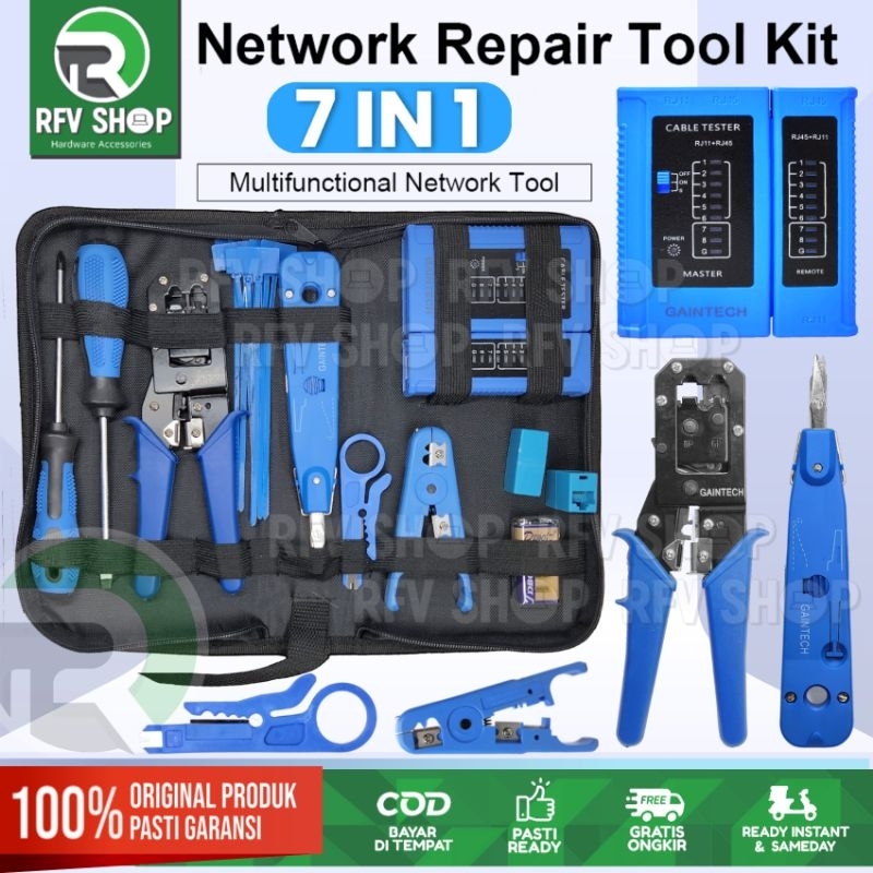 Jual PAKET TOOLKIT 7 IN 1 NETWORK CABLE REPAIR TOOL KIT SET GT-580 ...