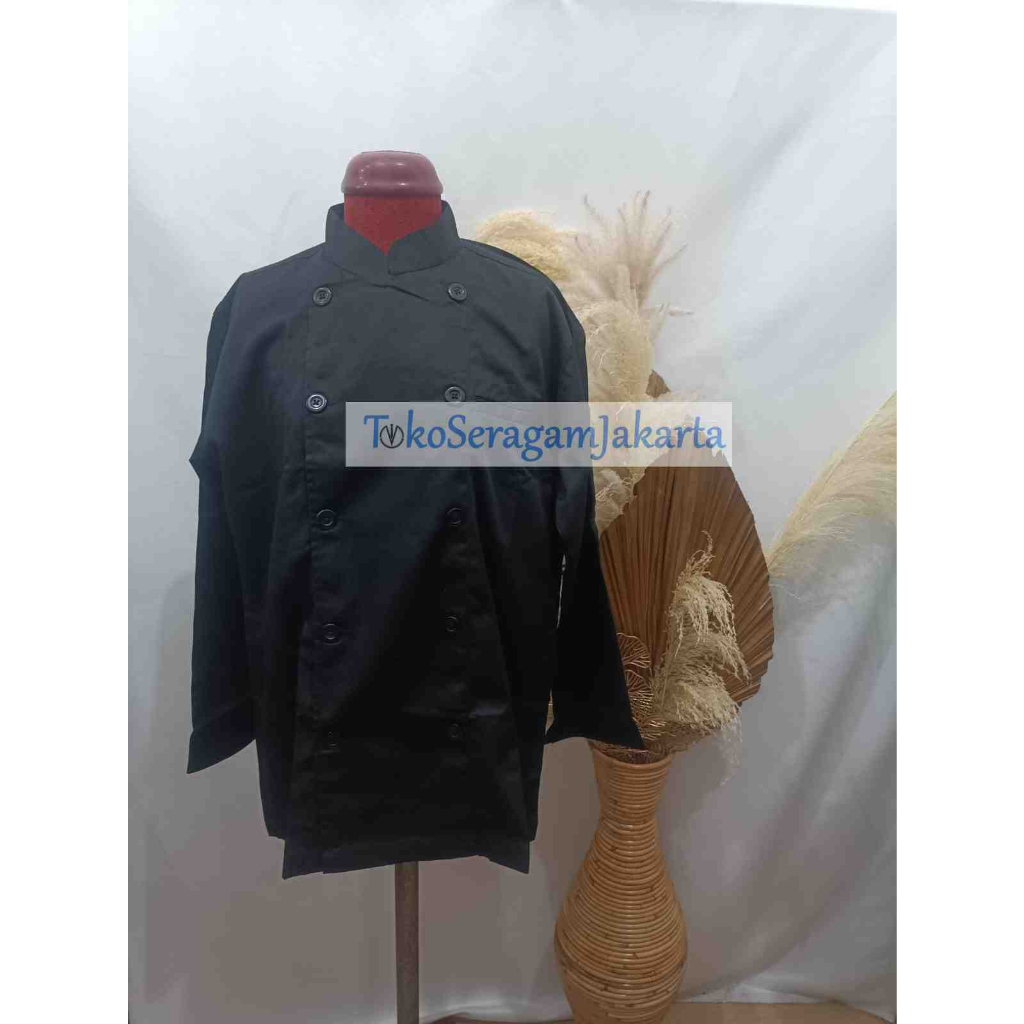 Jual Baju Koki Chef Hitam Cook Jacket Lengan Panjang Unisex Pria Wanita ...