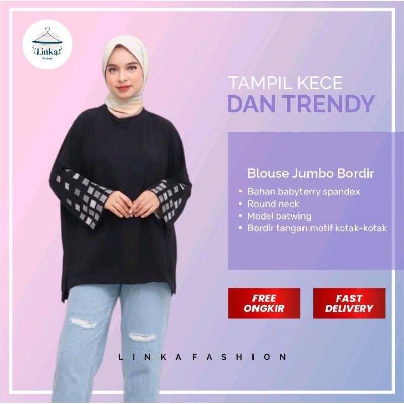 Jual Atasan Wanita Blouse Jumbo Oversize Bigsize Tangan Bordir A.029 ...
