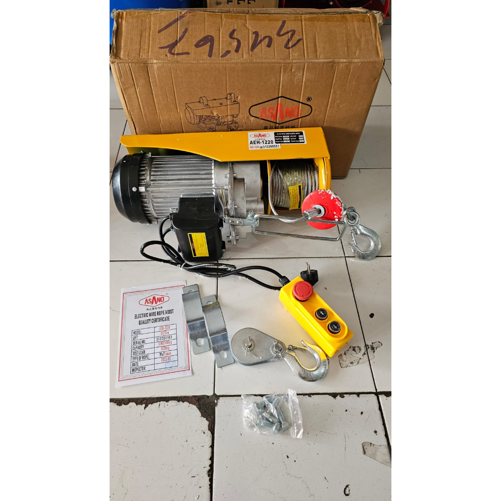Jual Electric Hoist Seling 600 / 1200 kg 20 meter Katrol Wire Rope ...