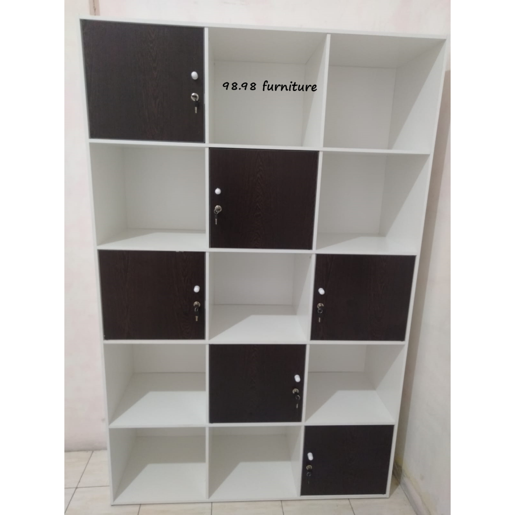 Jual Lemari Buku 120cm - Rak Serbaguna 15 Sekat Latisha - Rak Buku ...