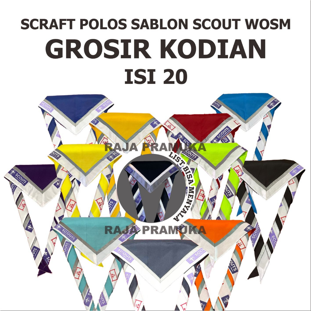 Jual Scraf Pramuka ISI 20 kodian Scraft Socut wosm Menyala Syal Pramuka ...