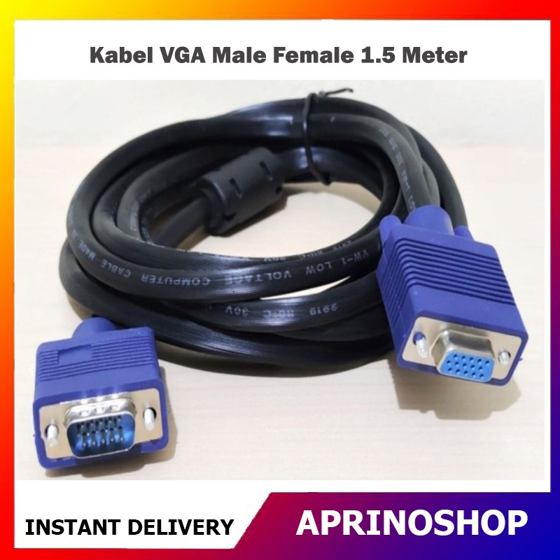 Jual Kabel VGA Male Female 1.5 Meter VGA Extension Perpanjangan VGA 1.5M | Shopee Indonesia