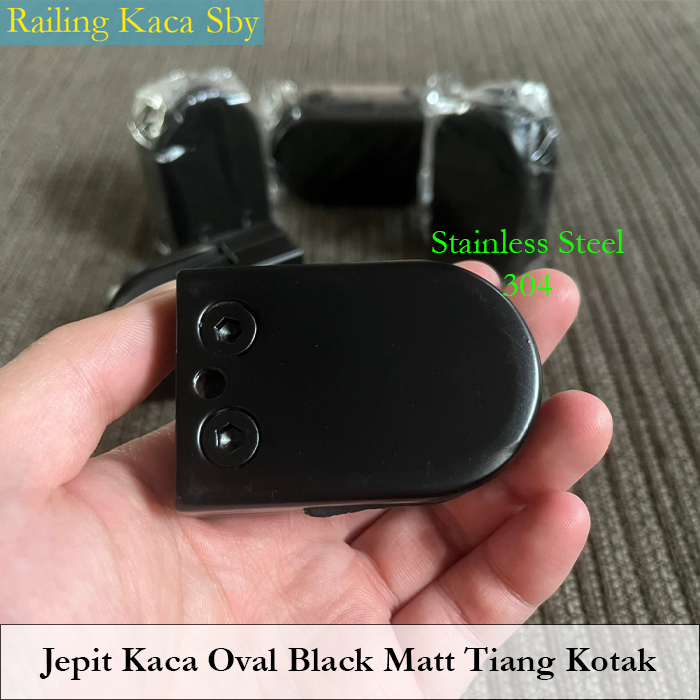 Jual JEPIT KACA OVAL HITAM BLACK MATT GLASS CLAMP MODEL TIANG KOTAK ...