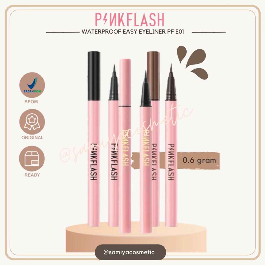 Jual PINKFLASH PF-E01 NEW EYELINER | WATERPROOF EASY EYELINER BLACK & BROWN BPOM | Shopee Indonesia