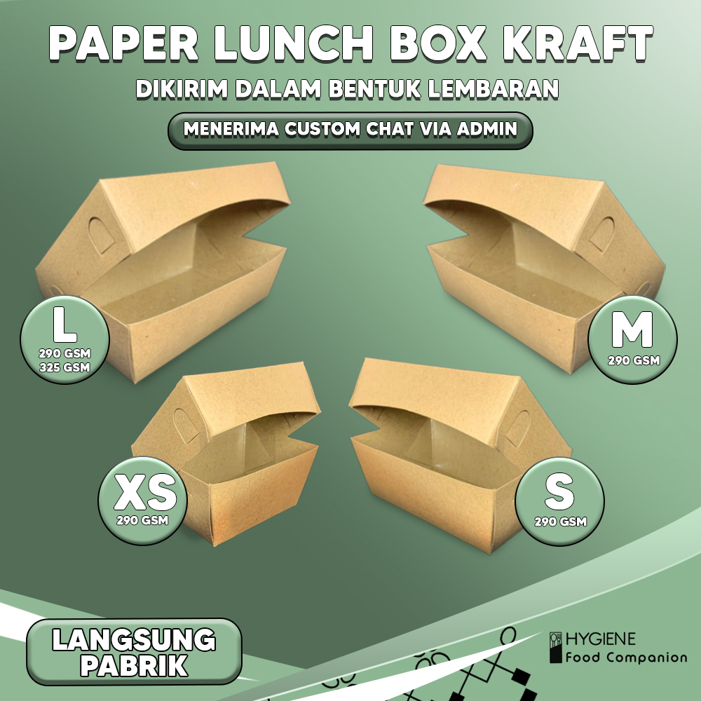Jual PAPER LUNCH BOX / KOTAK MAKAN KERTAS LAMINASI ECO KRAFT SEMUA UK ...