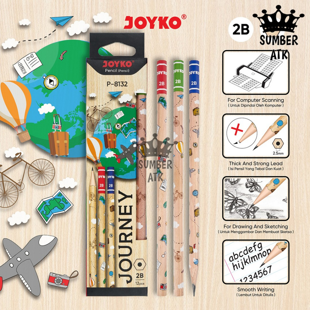 Jual Pensil Pencil Joyko P-8132 2B 1 Box 12 Pcs Journey | Shopee Indonesia