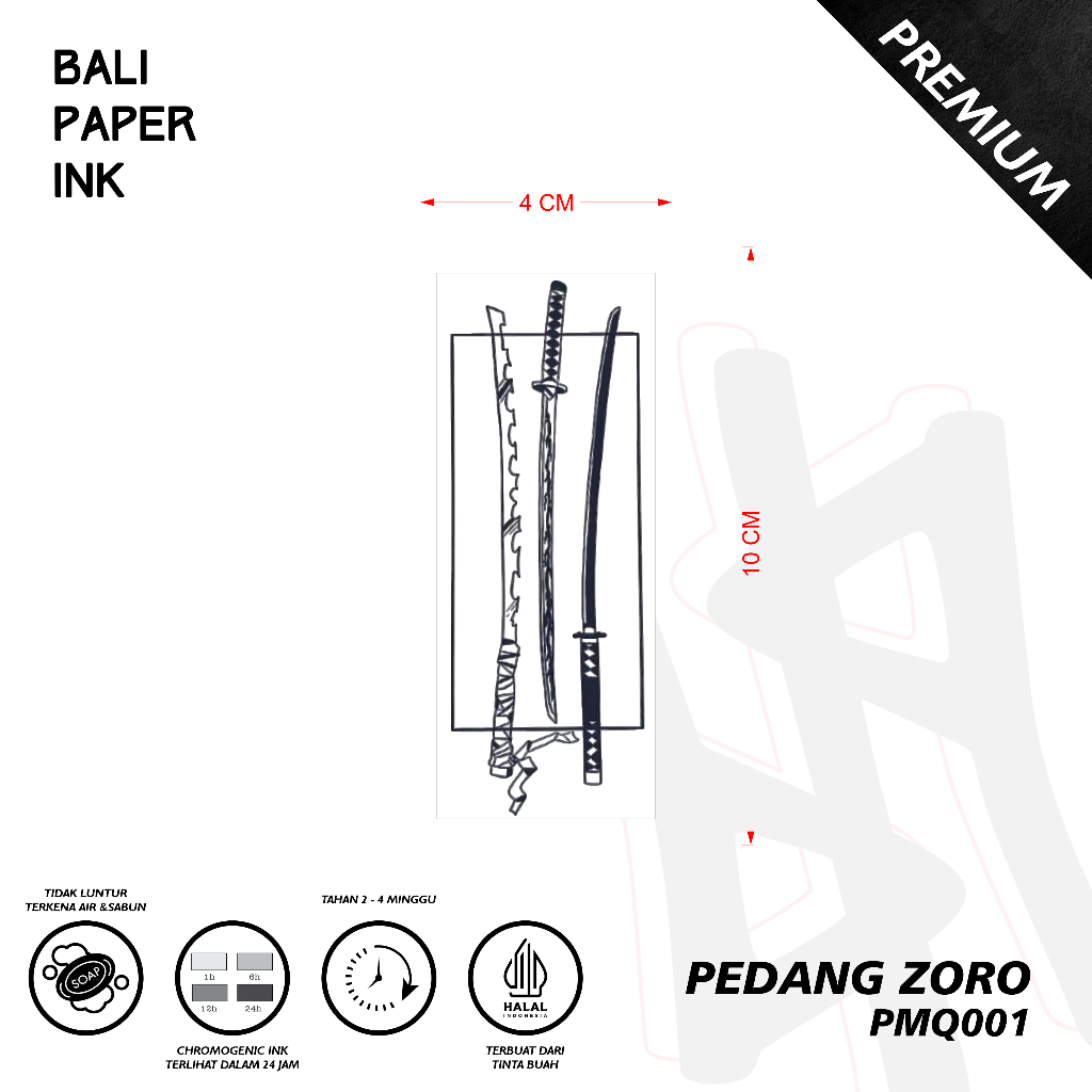 Jual Bali Paper Ink PMQ001 Pedang Zoro Fruit Ink Tatto Temporary ...