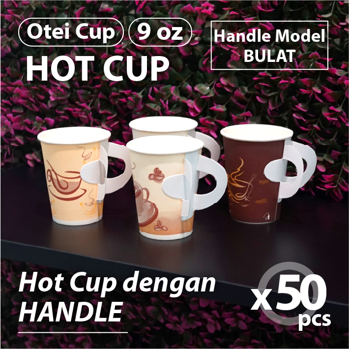 Jual Hot Cup 9 oz Handle bentuk Bulat - Oteicup - Paper Cup - Gelas Kertas | Shopee Indonesia