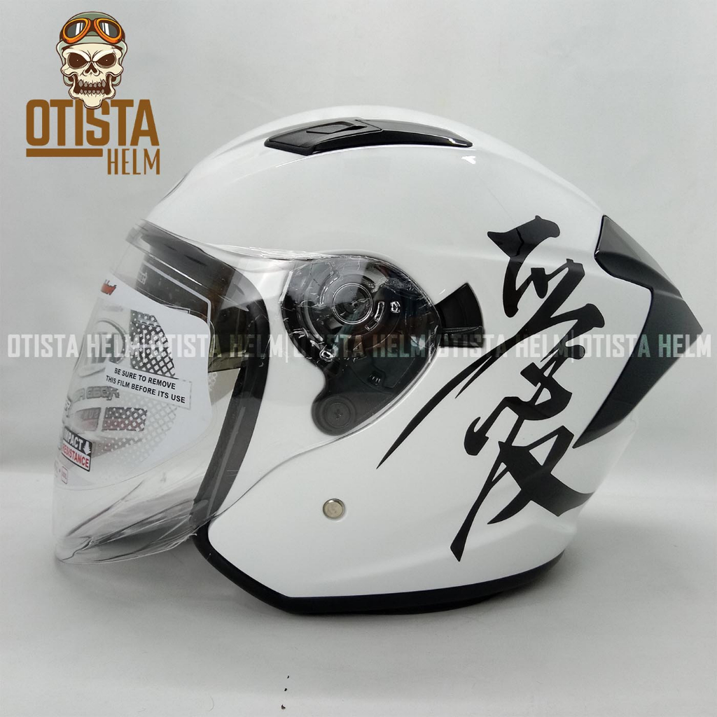 Jual Helm NHK R1 MAX Kanji#1 | White Black Glossy | Double Visor ...