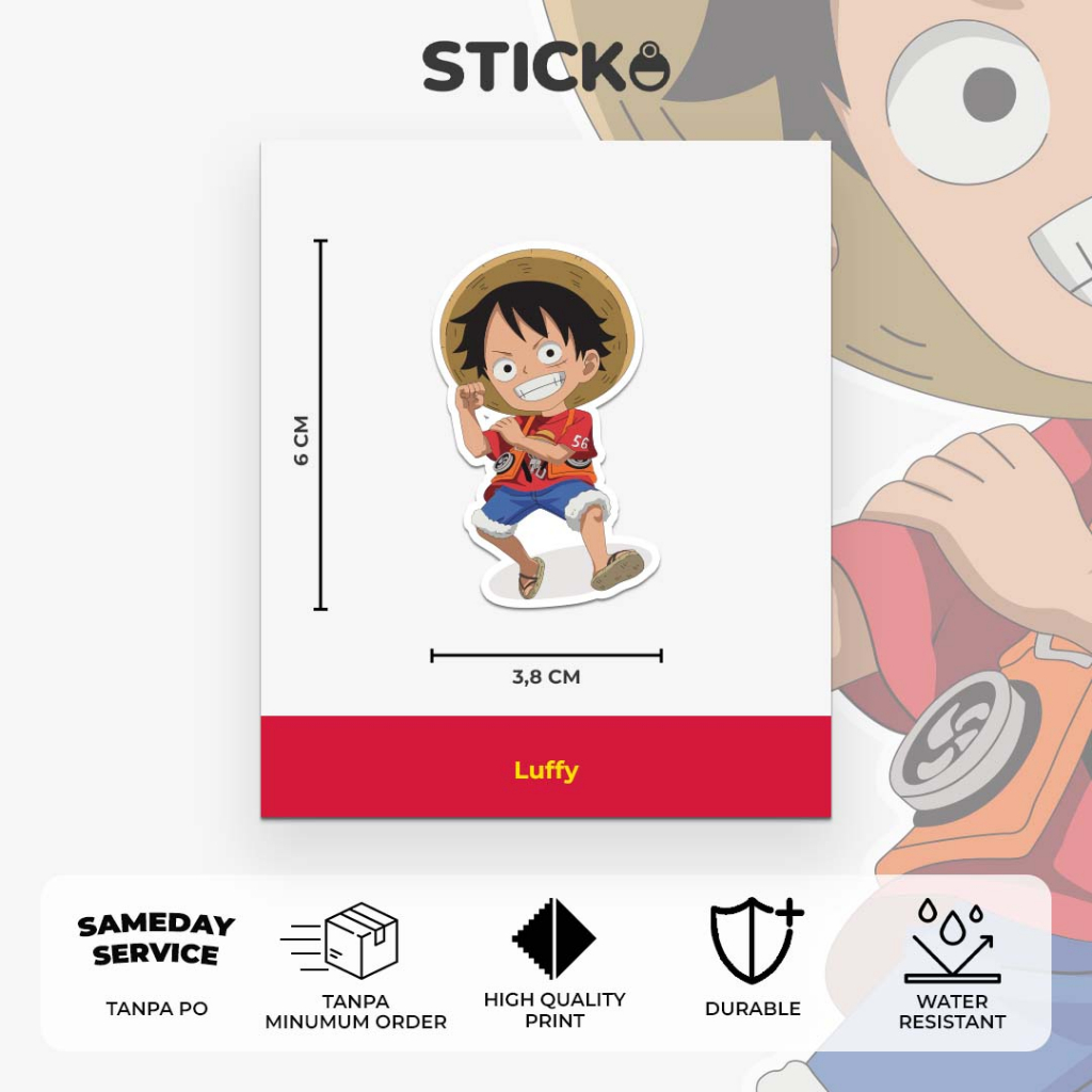 Jual Monkey D. Luffy One Piece Sticker Vinyl Print Decal Stiker Anime ...