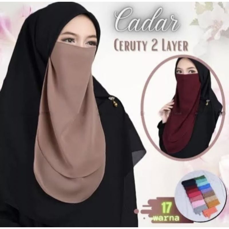 Jual Cadar Tali/Cadar 2 layer ceruty babydoll/niqob cadar tali/cadar tidak menerawang/cadar ...