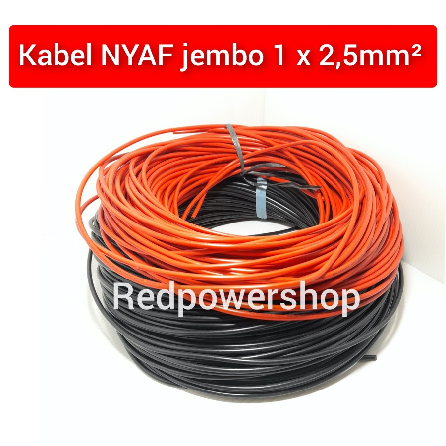 Jual Kabel NYAF serabut tunggal 2,5mm merk Jembo cocok otomotif warna merah hitam harga ecer per ...
