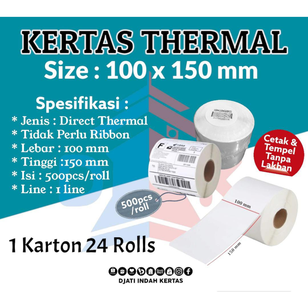 Jual Kertas Label Thermal 100 x 150mm (isi 500pcs/roll) | Shopee Indonesia