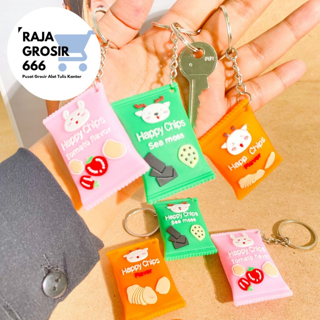 Jual GANTUNGAN KUNCI SNACK HAPPY CHIPS BAHAN KARET KEYRING KEYCHAIN ...