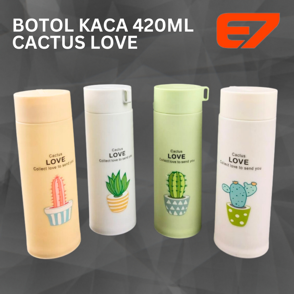 Jual Botol Kaca Minum Tumbler | Botol Kaca Kaktus | Thermos 400ml | Shopee Indonesia