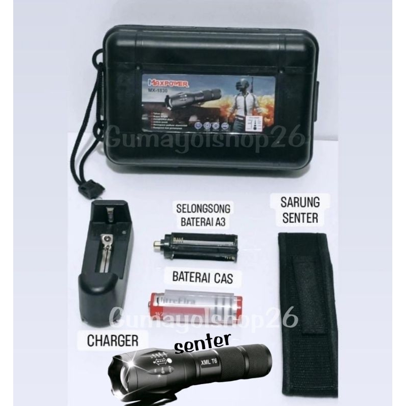 Jual Senter Led Fulset 8000lumens XM-L2/T6 Super Terang Jarak jauh ...