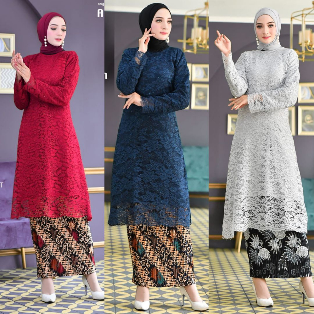 Jual Set Tunik Brukat Full Furing / Kebaya Kurung Brukat Aneka Pilihan ...