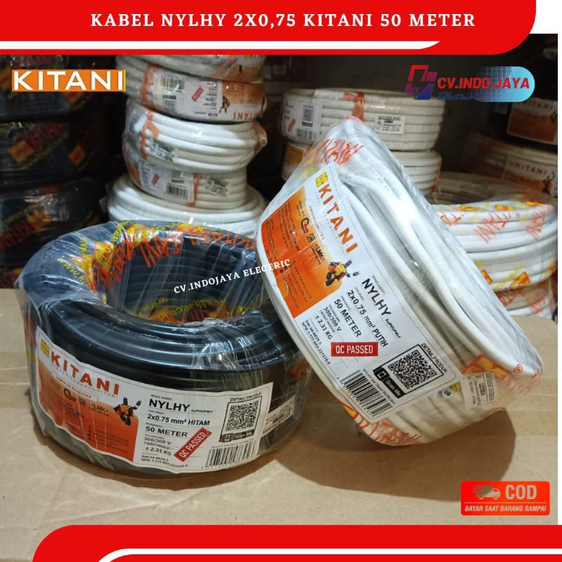 Jual Kabel Listrik NYLHY 2X0,75 KITANI panjang 50 meter kabel serabut terbuat dari tembaga murni ...