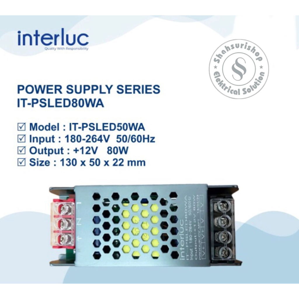 Jual INTERLUC POWER SUPPLY LED INNER ALUMUNIUM BOX 12V 50 WATT FULL ...