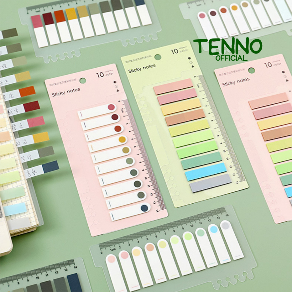 Jual TENNO Sticky Notes Stickie Note Lucu 10 Warna Estetik Macaroon ...