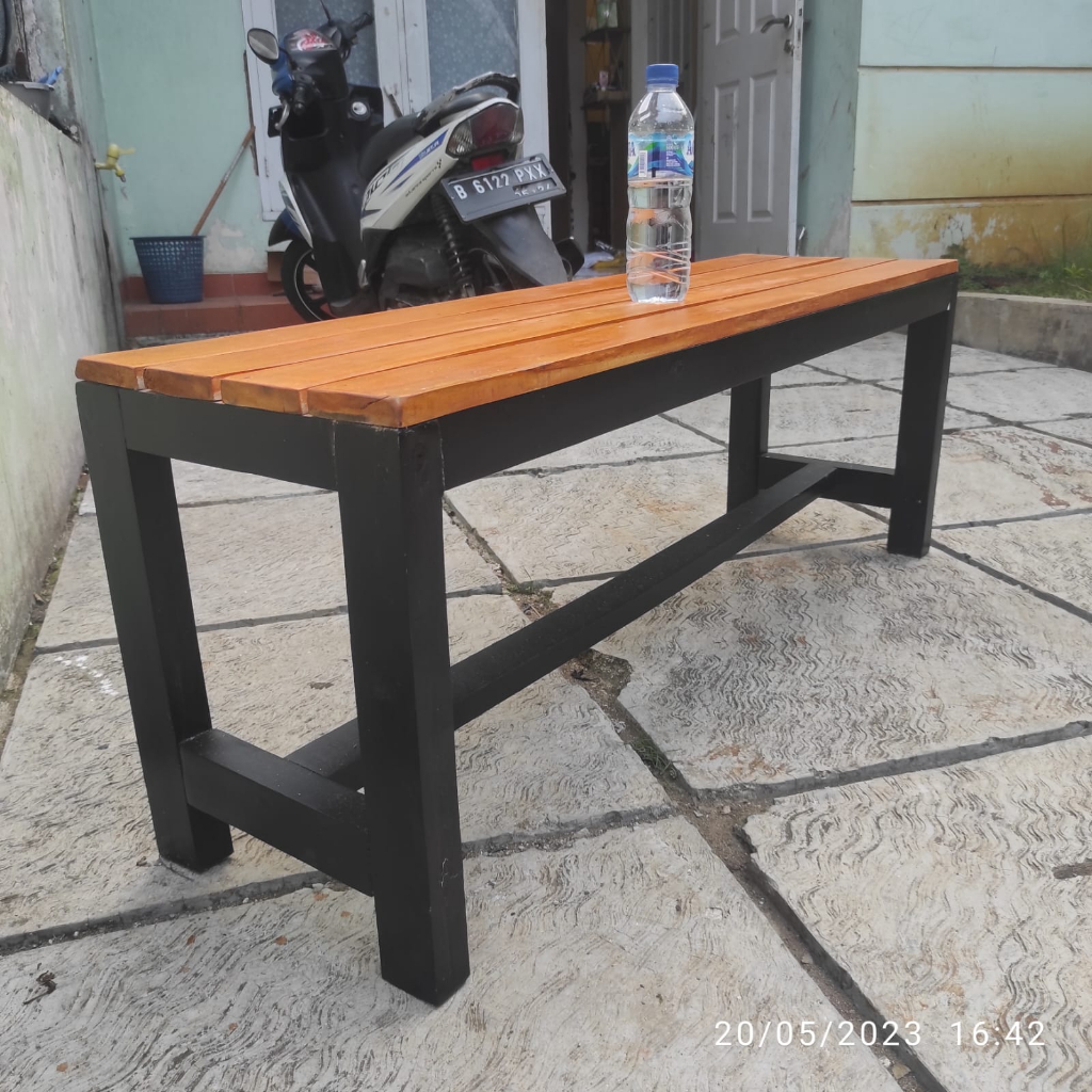 Jual Bangku Panjang Ukuran 120x35x45 Full Kayu Warna Natural Hitam ...