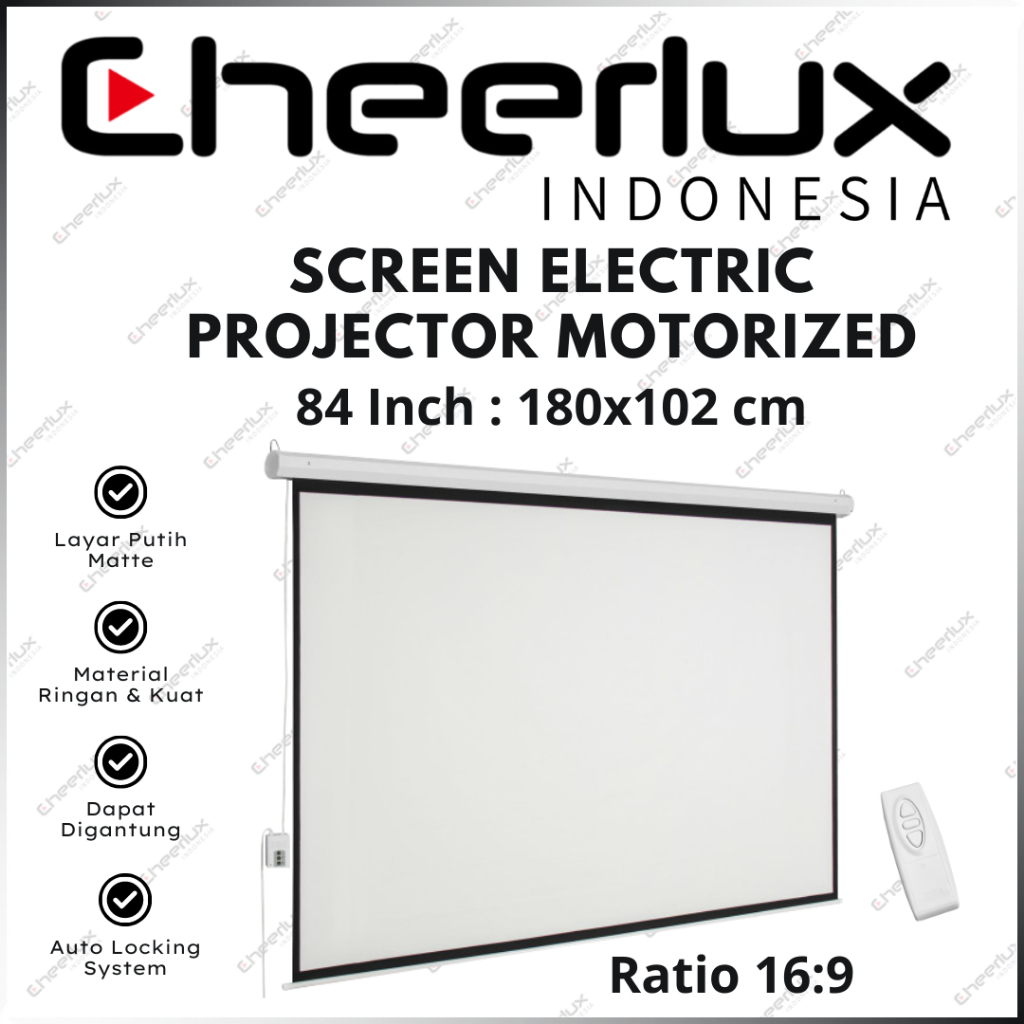 Jual Layar Proyektor Elektrik Motorized 84 Inch dengan Remote | Screen ...